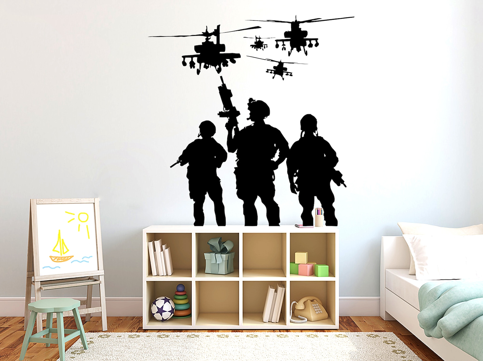Military Wall Decal Hero Kids Army Helicopter Custom Nursery - Etsy
