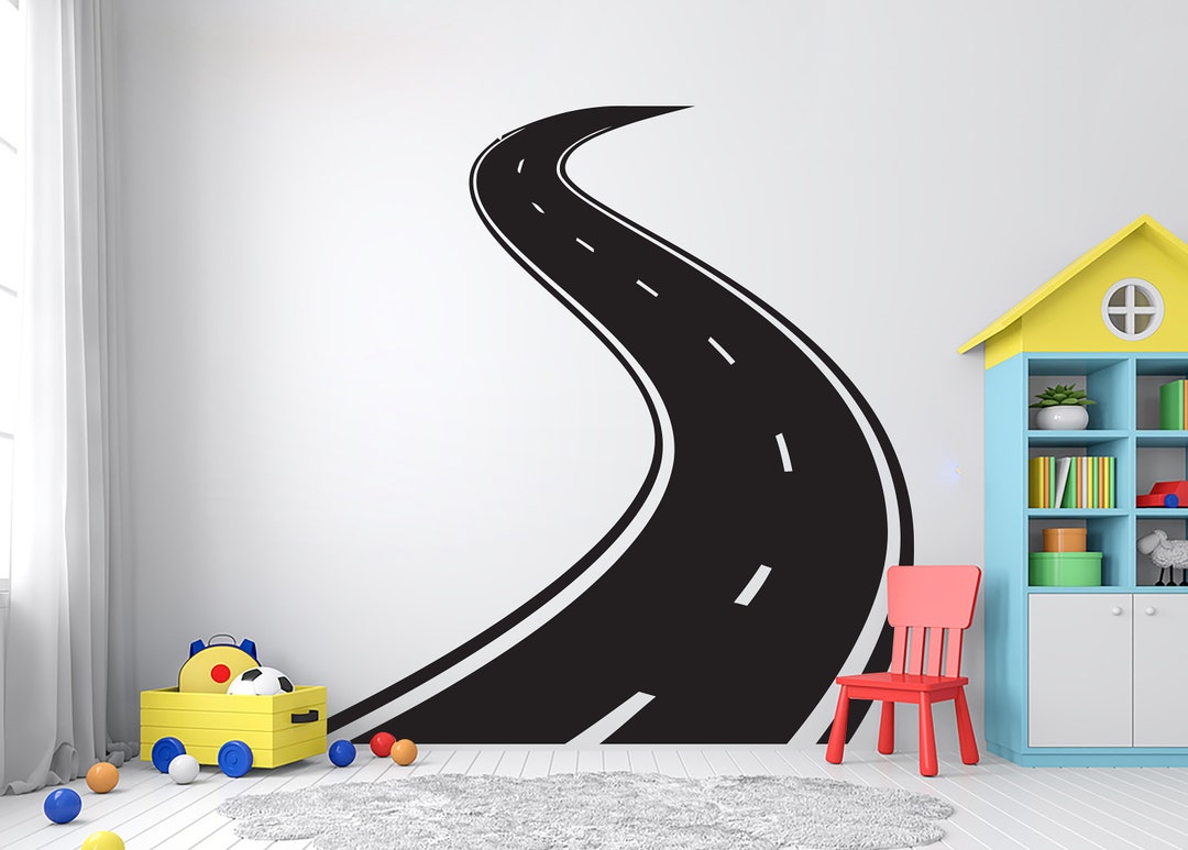 Road Wall Decal Sticker Tire Track Wall Sticker Road Wall Decals ...