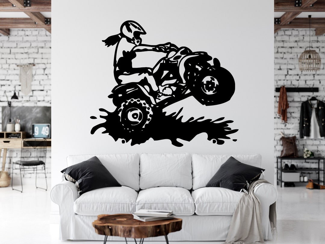ATV Girl Wall Decal, Quad Wall Decor 4x4 Wheeler Offroad Bedroom Dirt ...