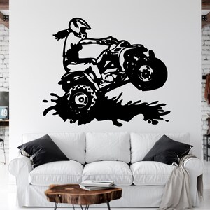 ATV Girl Wall Decal, Quad Wall Decor 4x4 Wheeler Offroad Bedroom Dirt ...