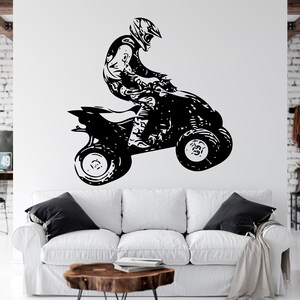 ATV Rider Wall Decal, Quad Wall Decor 4x4 Wheeler Offroad Bedroom Dirt ...