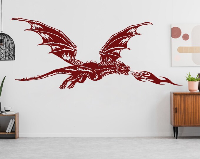 Flying Dragon Decal Vinyl Sticker Fantasy Cute Baby Dragon Laptop ...