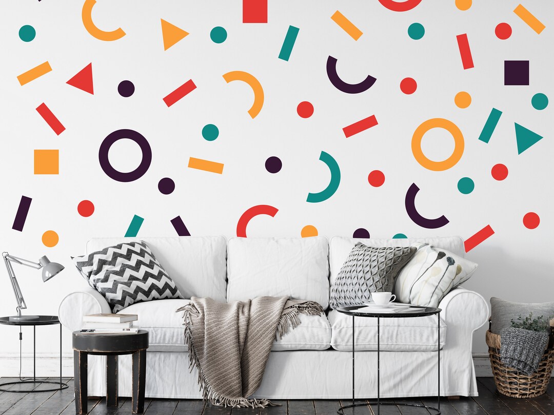 Colorful Geometric Wall Decal Geometric Shapes Wall Decal Shape Decal ...