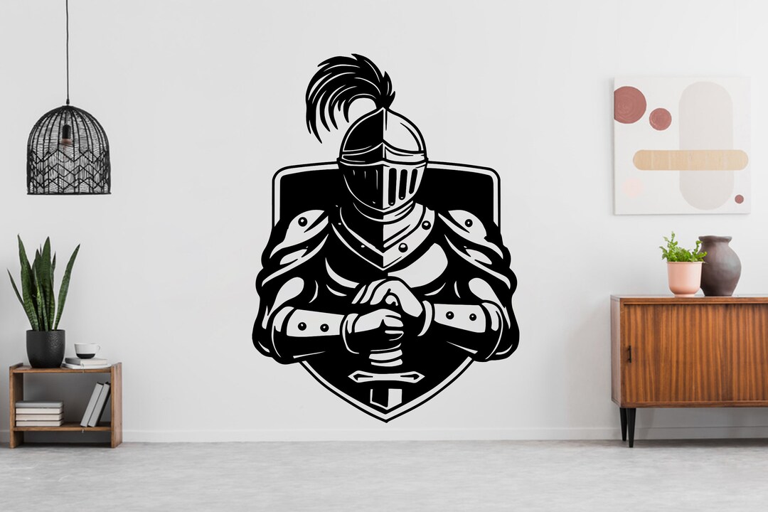 Knight Wall Decor Soldier Wall Decal Swordsman War Armour Sports Shield ...