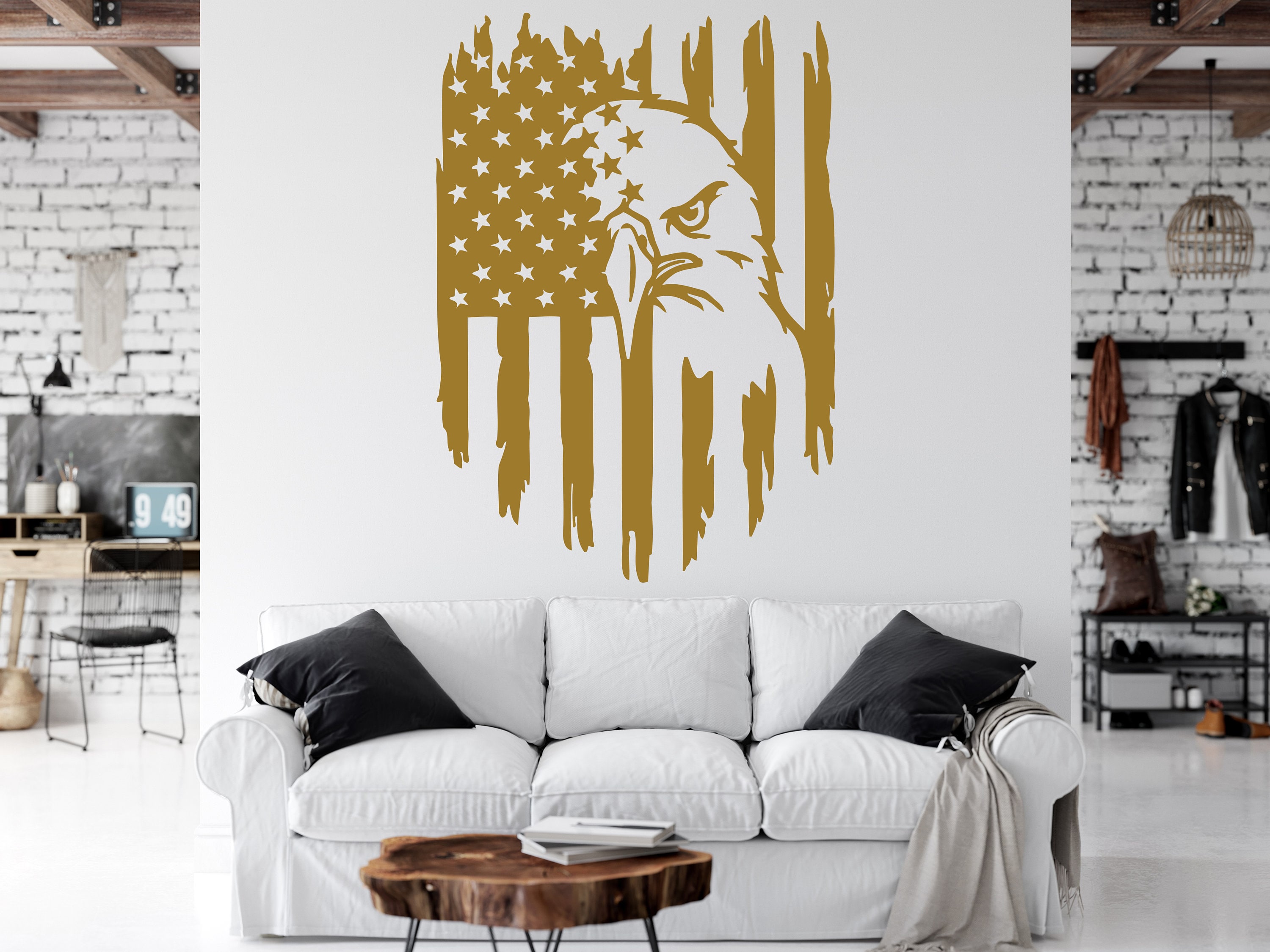 Patriotic Eagle Wall Decor American Flag Decals Eagle Art Wall - Etsy