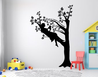 Books Vinyl Wall Decal Home Library Reading Room Tree Stickers - Etsy