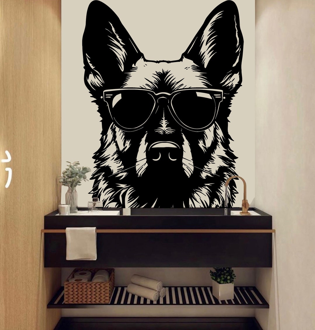 German Shepherd Hipster Dog Wall Decal Dog Decor Dog Kids Dog Wall Art ...