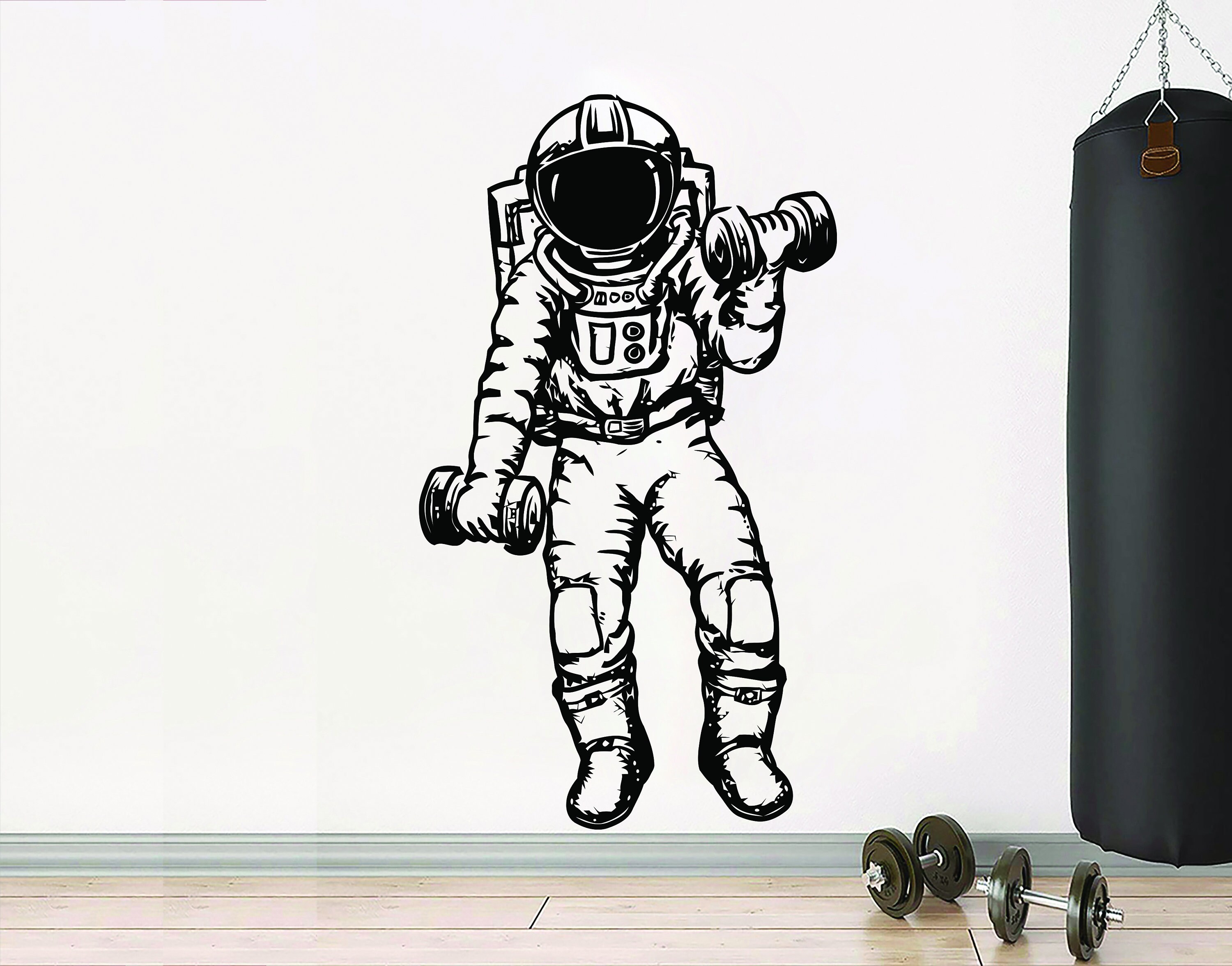 Astronaut Gym Wall Decals Power Fitness Quote Decor Workout - Etsy Hong ...