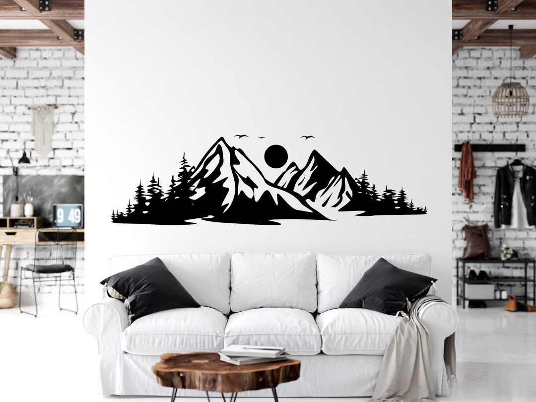 Mountain Wall Decals Mountain Wall Decor Mountain Wall Stickers Forest ...