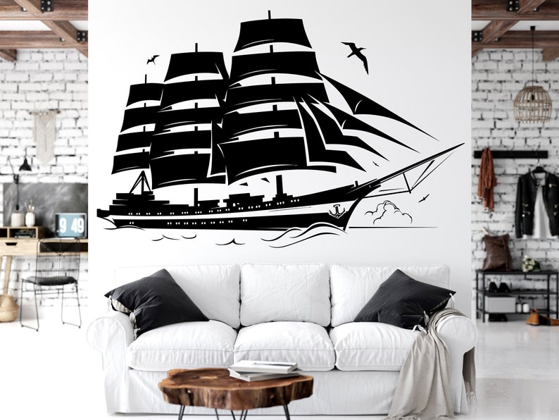 Nautical Ship Wall Decal Boat Decor Sailboat Art Vinyl Ship | Etsy