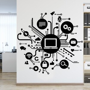 Circuit Board Wall Decal, Technology Vinyl Wall Art Decals, Company ...