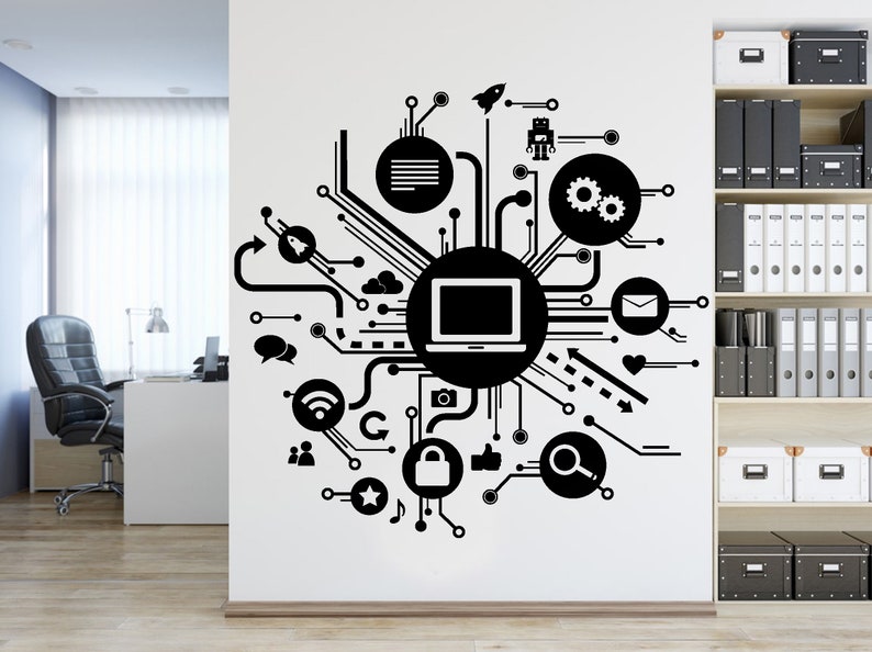 Circuit Board Wall Decal, Technology Vinyl Wall Art Decals, Company ...