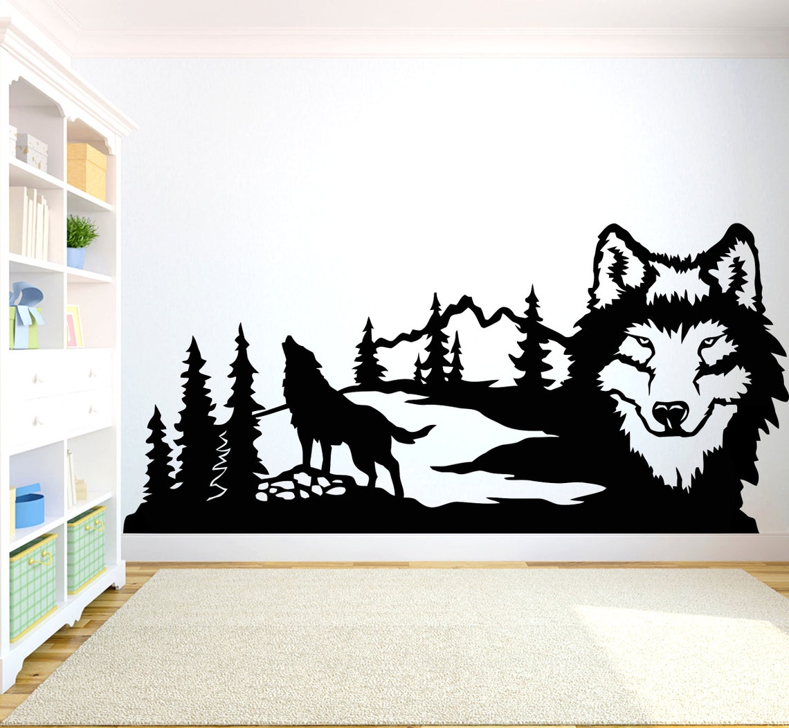 Wolf Wall Decal Animal Nature Wolf Dog Animals Anime Wall - Etsy