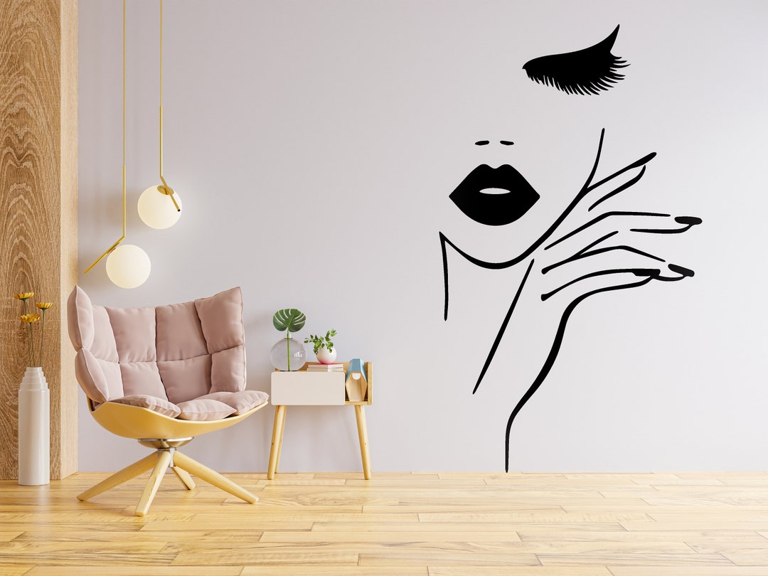 Beauty Face Women Beauty Wall Decal Beauty Salon Wall Art Girl Nail ...