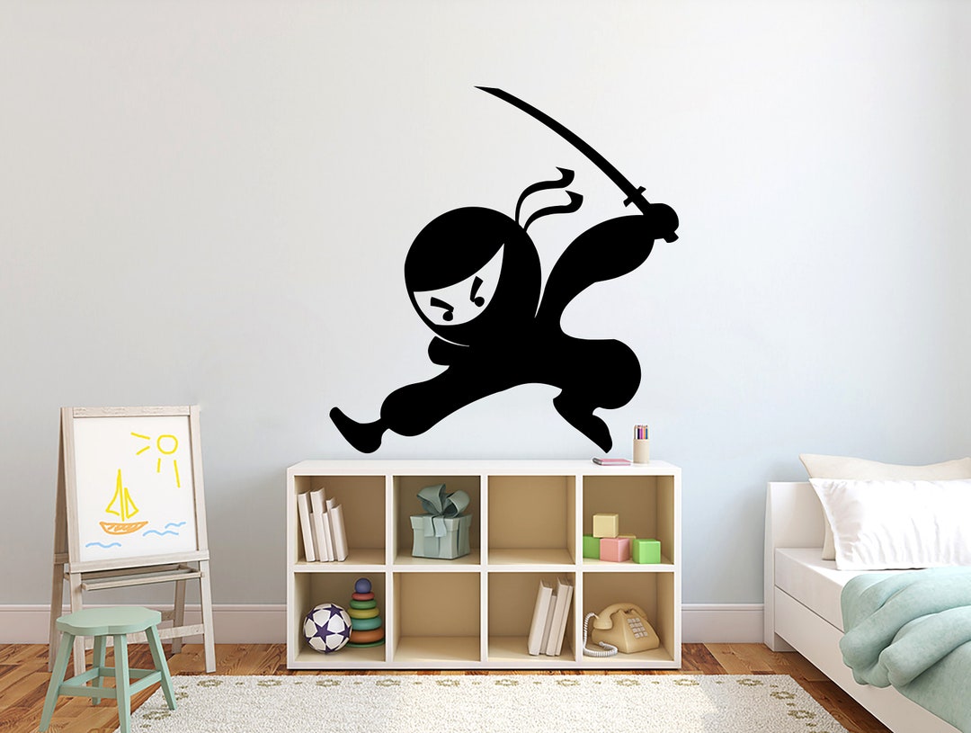 Ninja Reading Book Wall Decal Ninja Art Wall Decal Sports Vinyl Book ...