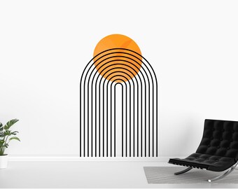Rainbow Full Arch, Mid Century Modern Boho Full Arch Wall Decals Modern ...