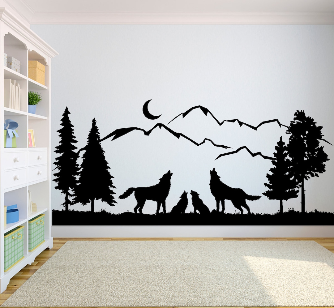 Wolf Family Wall Decal Animal Nature Wolf Family Animals Anime Wall ...