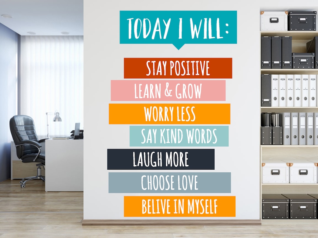 Today I Will Kids Wall Decal, Positive Quote Print, Nursery Decor ...