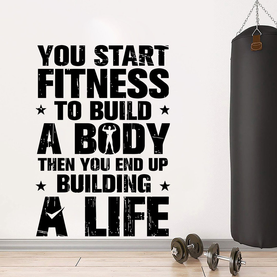 Fitness Decor Art Quotes Gym Stickers Fitness Wall Art Gifts Boys Girl ...
