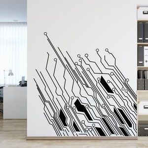 Circuit Board Wall Decal, Technology Vinyl Wall Art Decals, Gamer Room ...