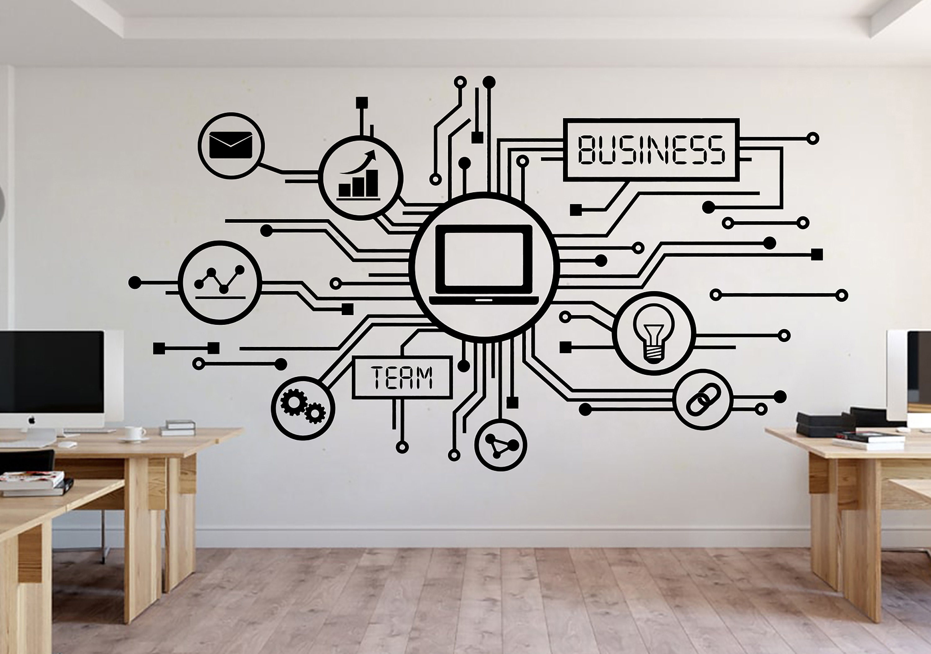 Circuit Board Wall Decal, Technology Vinyl Wall Art Decals, Company ...