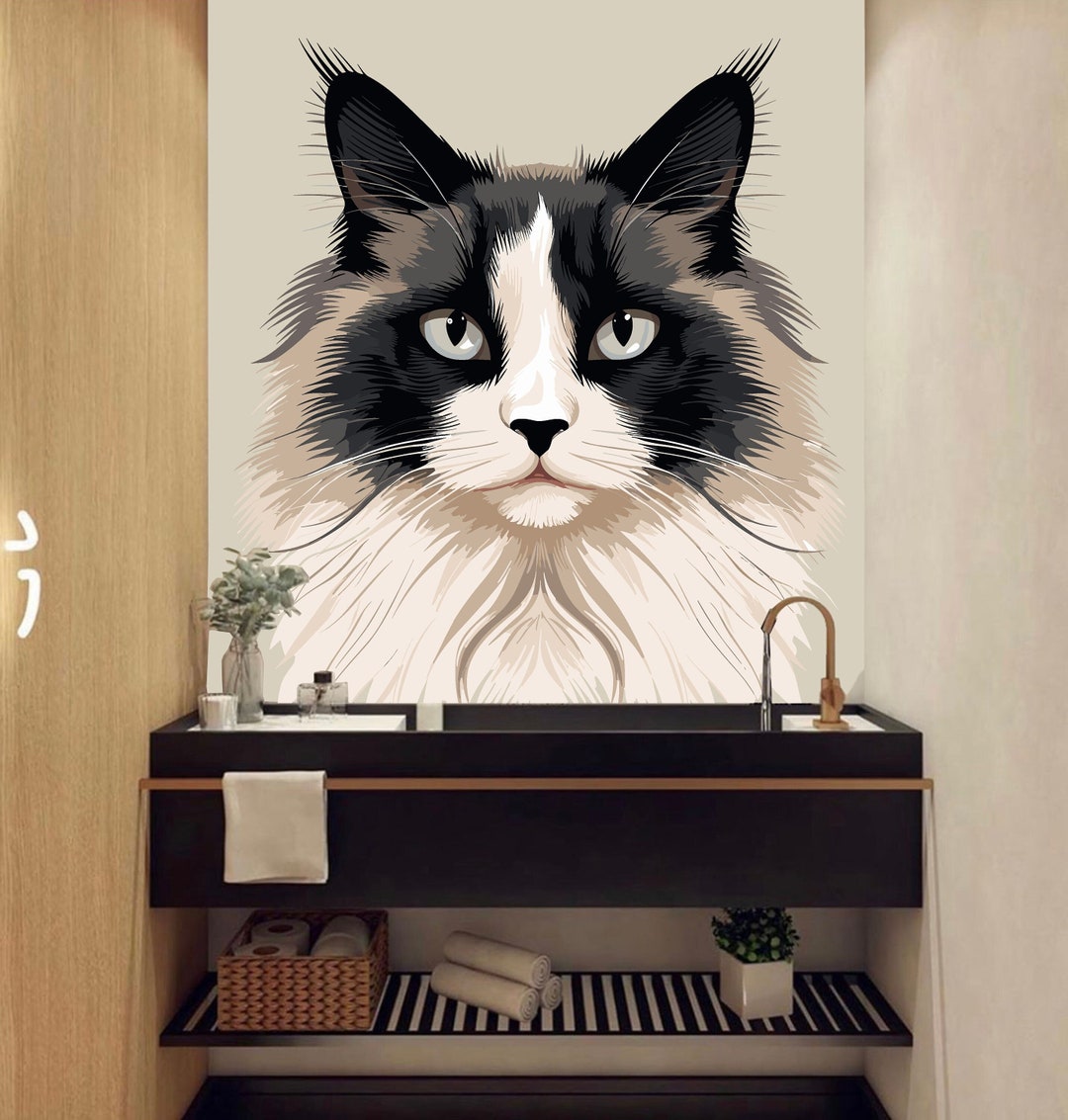 Ragdoll Cat Cute Cat Wall Decals Kids Cat Wall Art Decal Ragdoll Lover ...