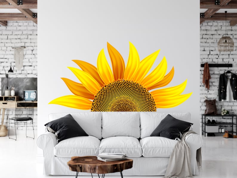 Sunflower Sunflower Modern Wall Decals Modern Wall Stickers | Etsy
