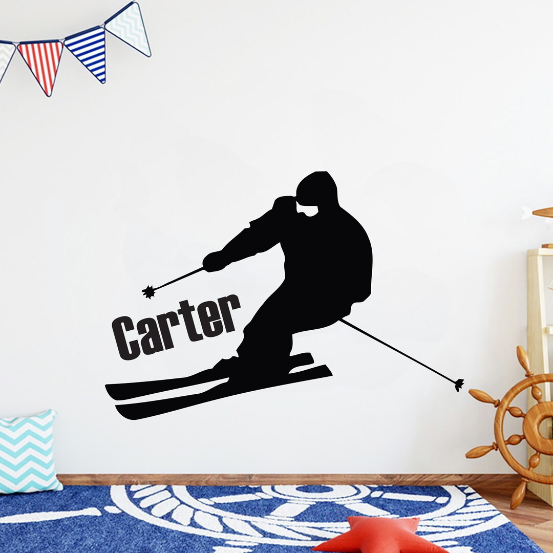 Skiing Wall Decor Custom Skier Ski Lift Chair Mountain Pine Adventure ...