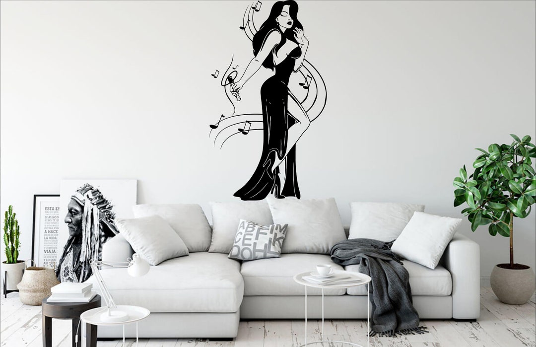 Girl Singer Microphone Girl Music Wall Art Strong Beautiful Girl Beauty ...