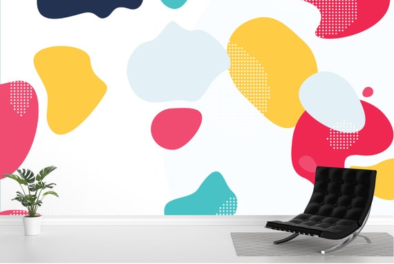 Colorful Geometric Wall Decal Geometric Shapes Wall Decal | Etsy