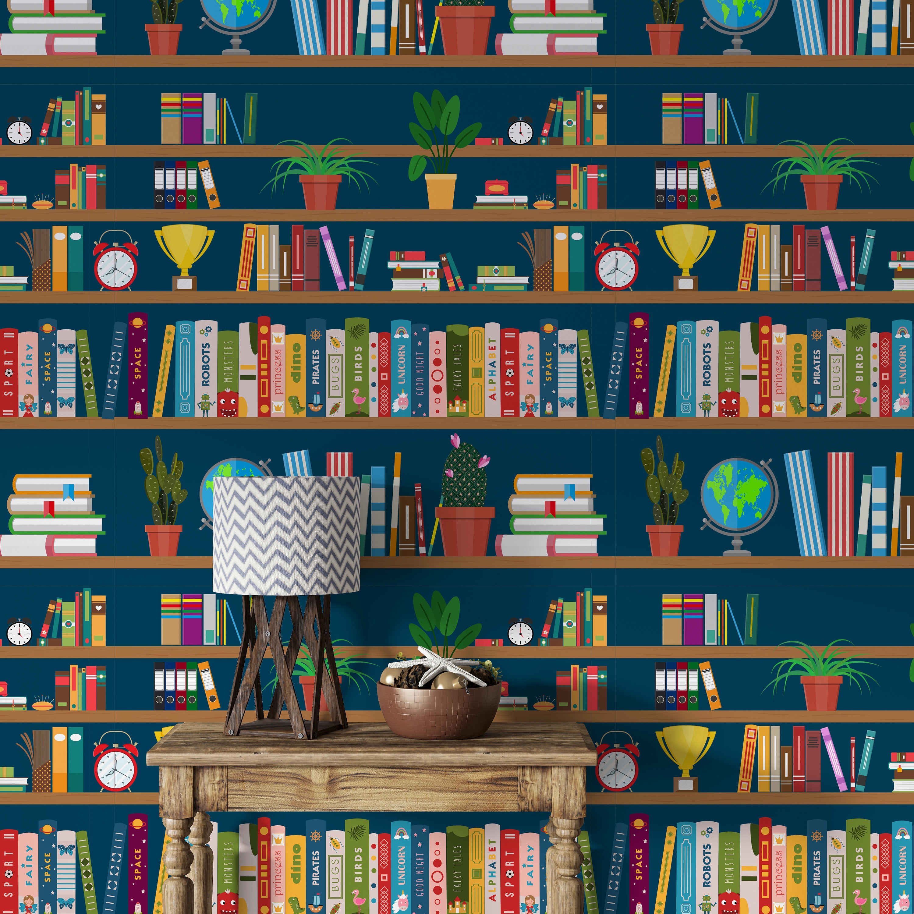 Colorful Bookshelf Wallpaper