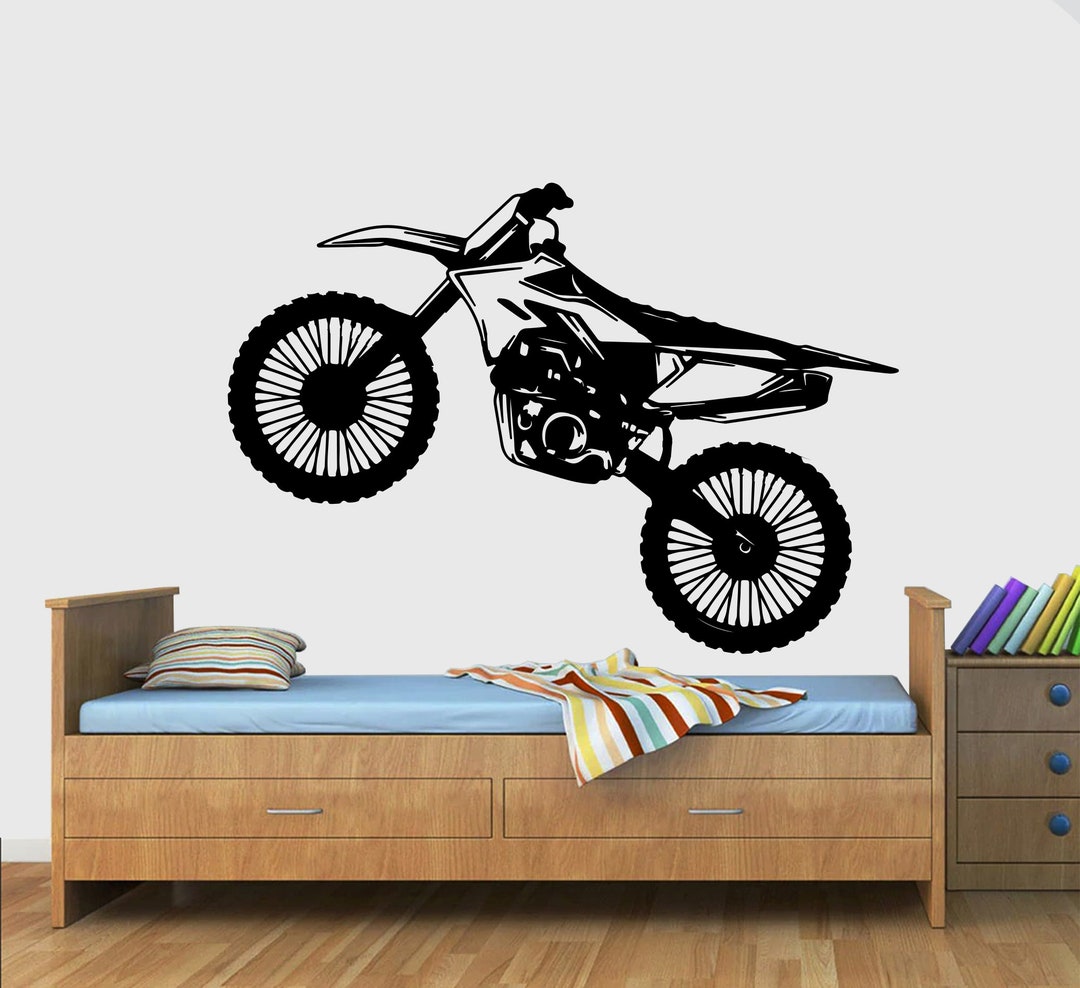 Motorcycle Wall Art Racing Dirt Helmet Wall Decor Motorcross Wall Decal ...