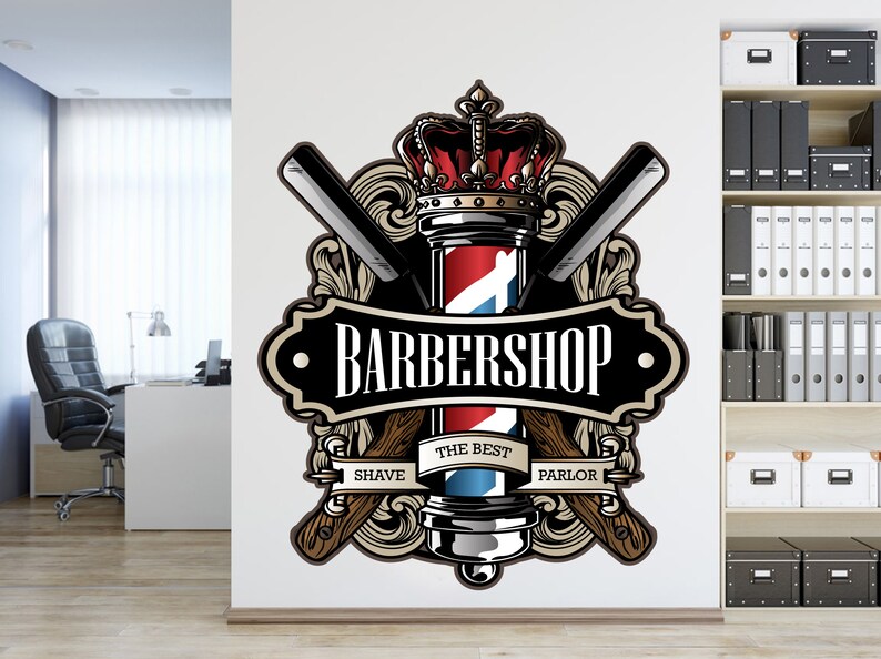 Barber Wall Decal Custom Barber Shop Wall Decor Man Salon | Etsy