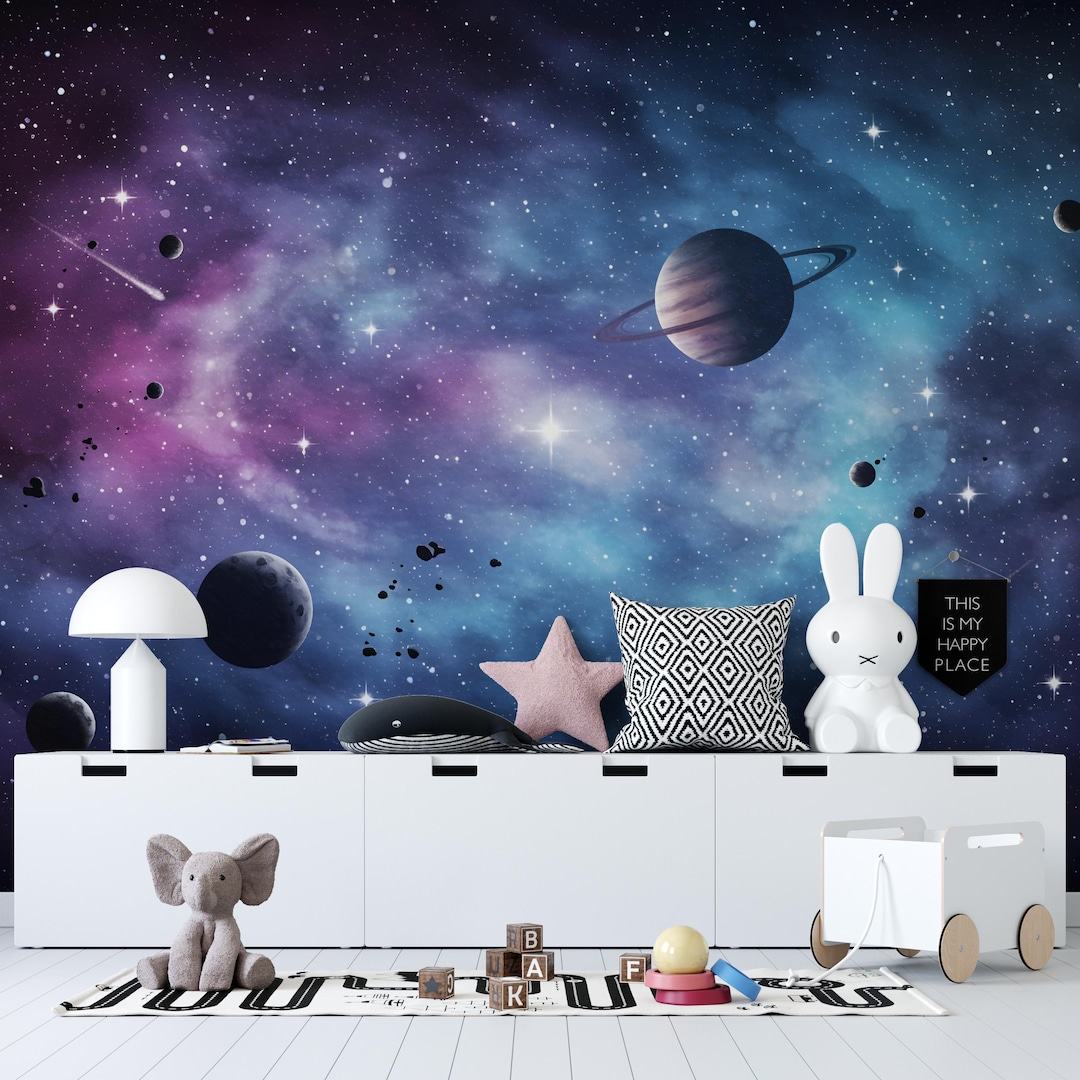 Space Wall Decal | Galaxy Wall Mural | Outer Space Wallpaper ...