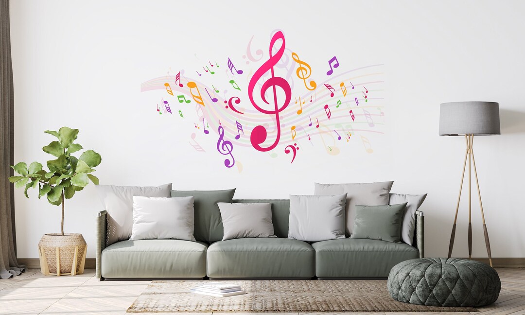Music Notes Wall Decal - Music Wall Sticker Michrophone Recording ...