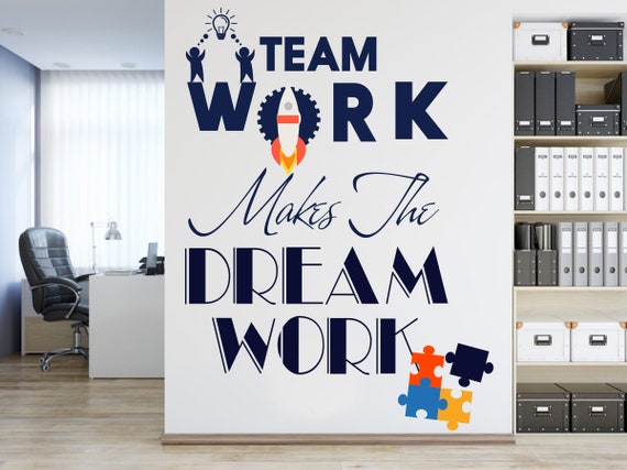 Office Decor Office Wall Art Teamwork Stickers Teamwork - Etsy
