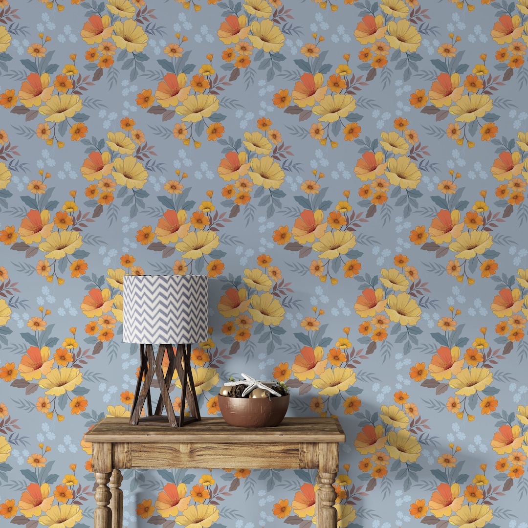 Flower Peel and Stick Wallpaper Removable Watercolor Floral Mural Self ...