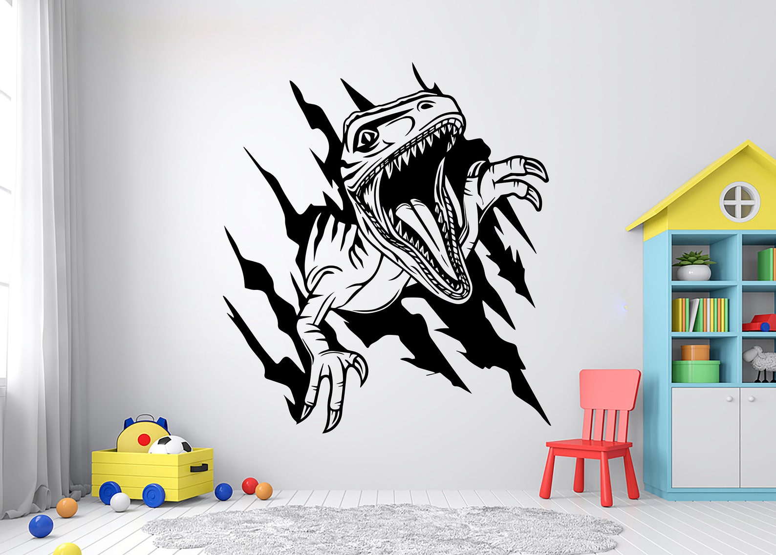 Velociraptor Wall Decal Dinosaur Velociraptor Wall Decal Tyrannosaurus ...