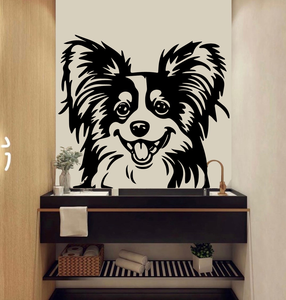 Papillon Dog Wall Decal Dog Decor Dog Kids Dog Wall Art Decal Dog Lover ...