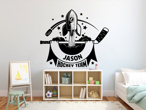 Hockey Team Wall Decal Hockey Custom Name Wall Decor - Etsy