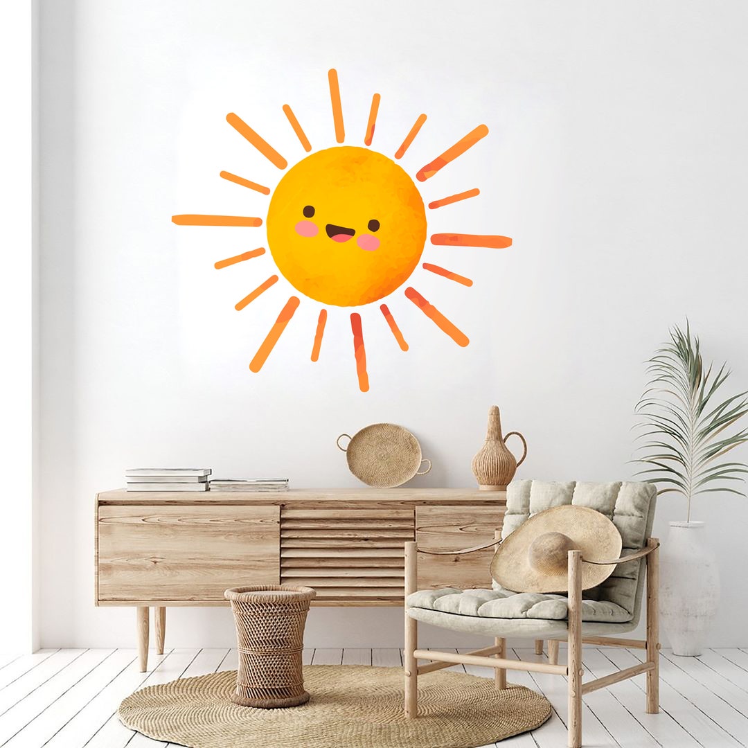Sun Wall Decal | Watercolour Room Decor | Sunshine Wall Decor | Sun ...