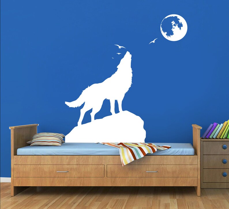 Wolf Moon Wall Decal Animal Nature Wolf Dog Animals Anime Wall | Etsy