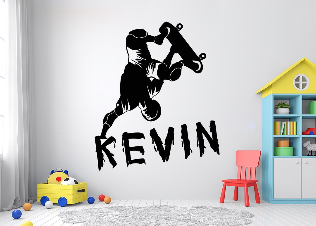 Skateboarder Personalized Gifts Wall Decal Skate Art Stickers ...