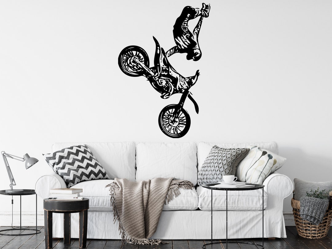Motocross Wall Decal Motorcycle Wall Decor Dirt Bike Gift Free Style ...