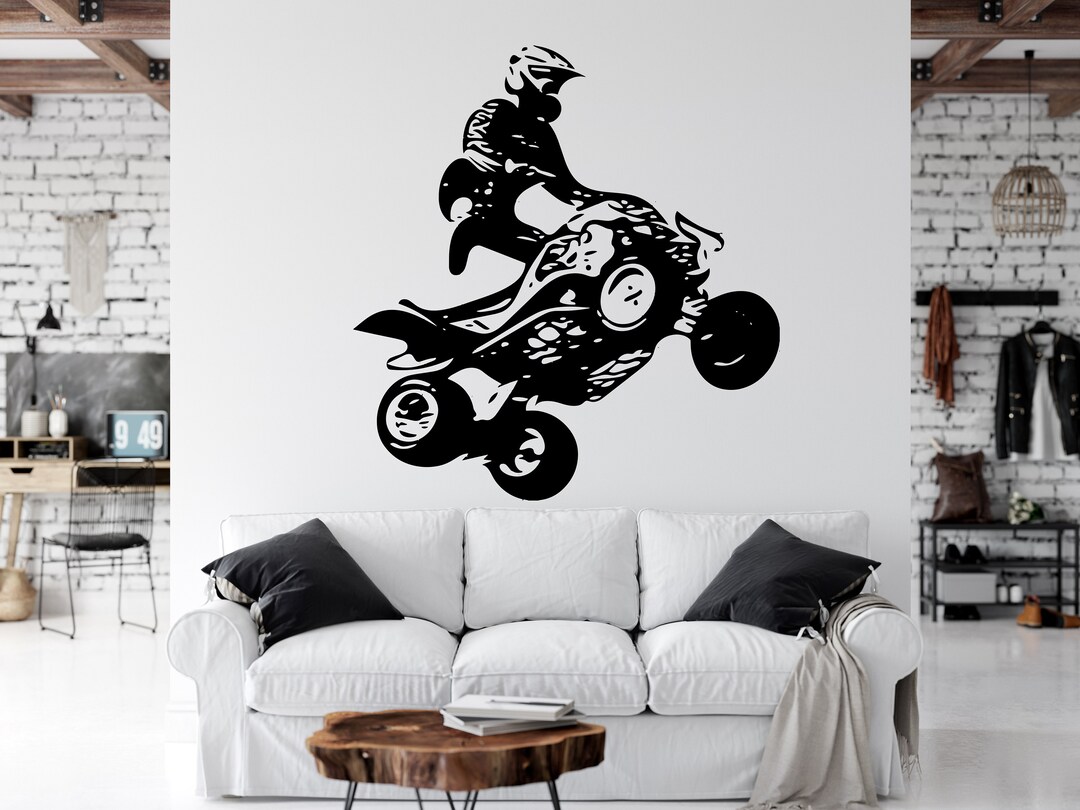 ATV Rider Wall Decal, Quad Wall Decor 4x4 Wheeler Offroad Bedroom Dirt ...