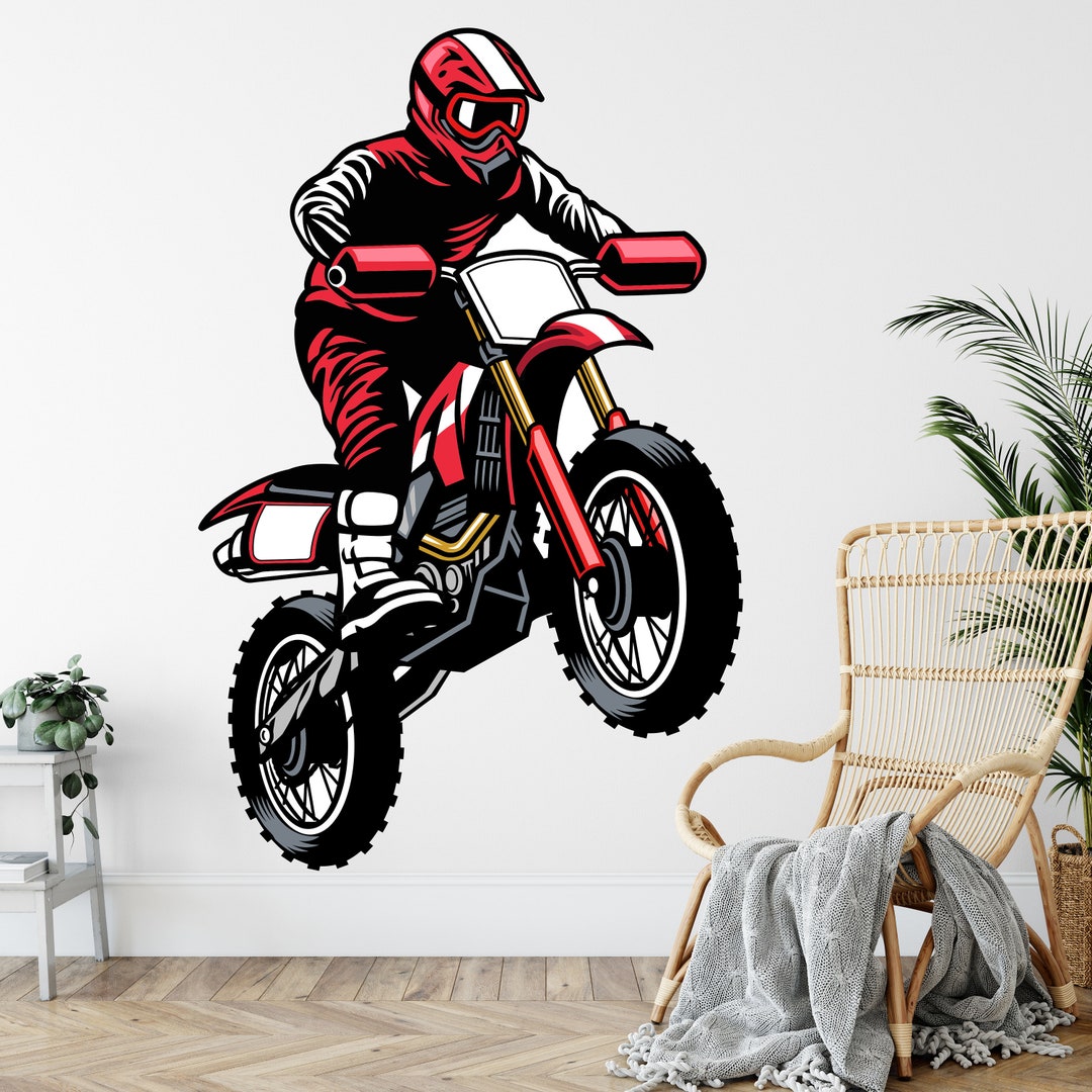 Motocross Wall Decal Name Motocross Color Wall Decal Space Dirt Bike ...
