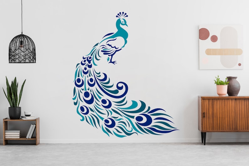 Peacock Wall Decal Peacock Wall Decor Wild Peacock Wall Art - Etsy