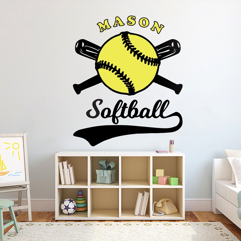 Softball Wall Decal - Etsy