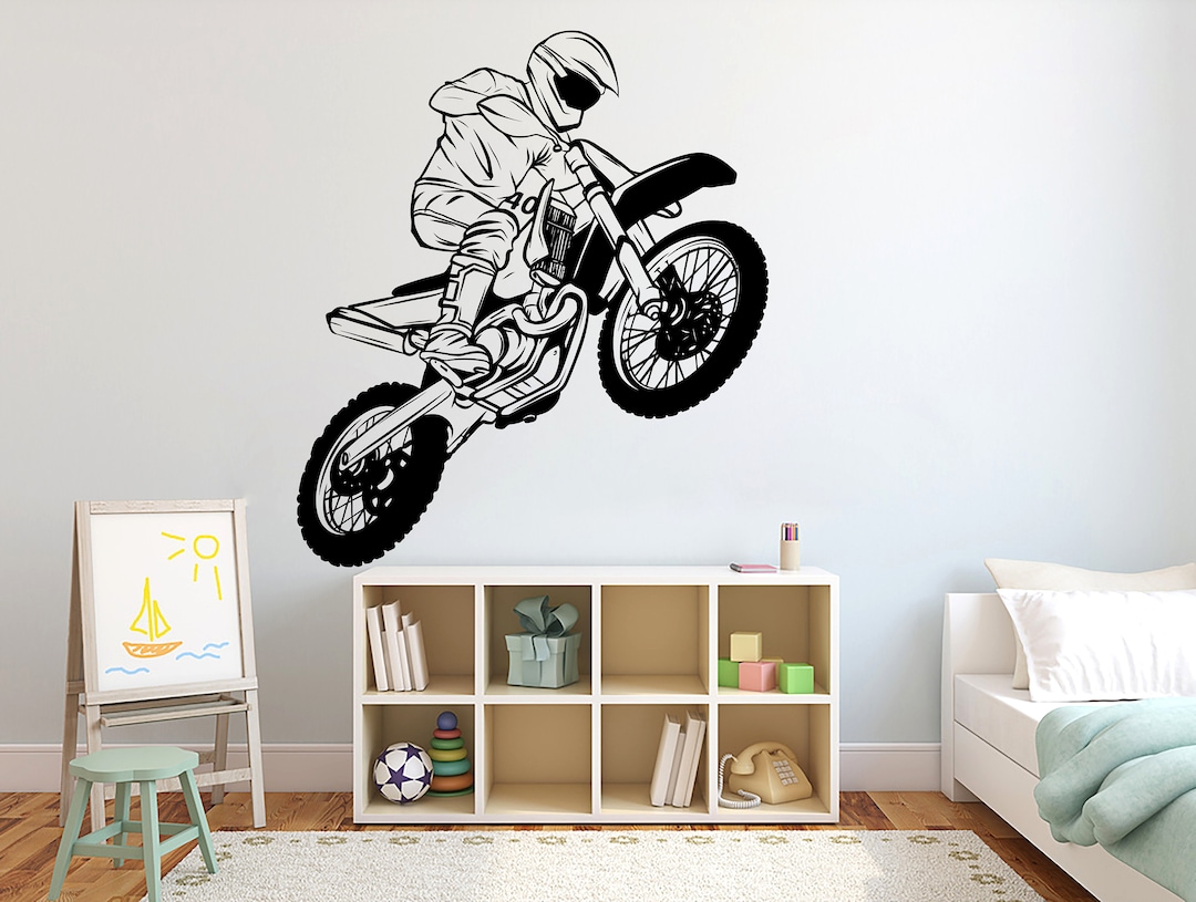Large Motocross Wall Decal Motorcycle Wall Decor Dirt Bike Gift Free ...
