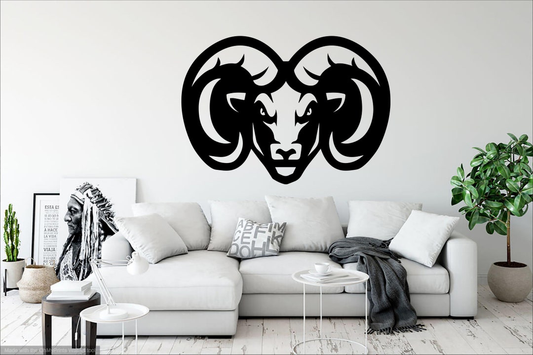 Ram Wall Decals Mascot Ram Decor Kids Ram Sports Wall Art - Etsy